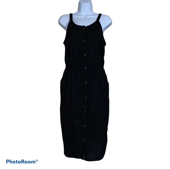 Old Navy | Dresses | Lbd Linen Blend Strappy Button Front Dress Pockets ...